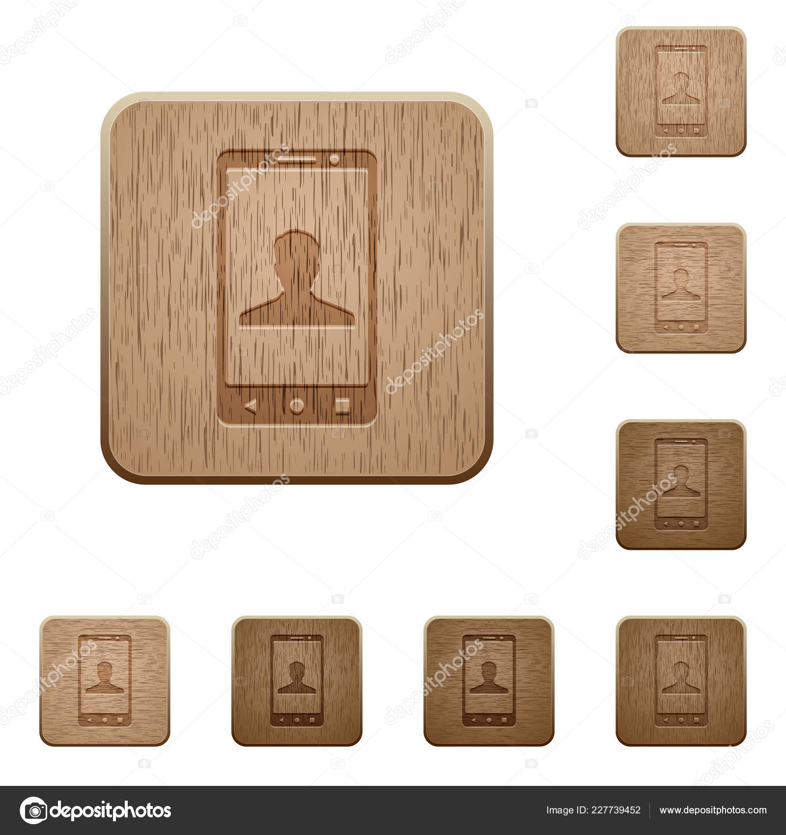 Video Call Rounded Square Carved Wooden Button Styles Stock Vector by ©renegadehomie 227739452