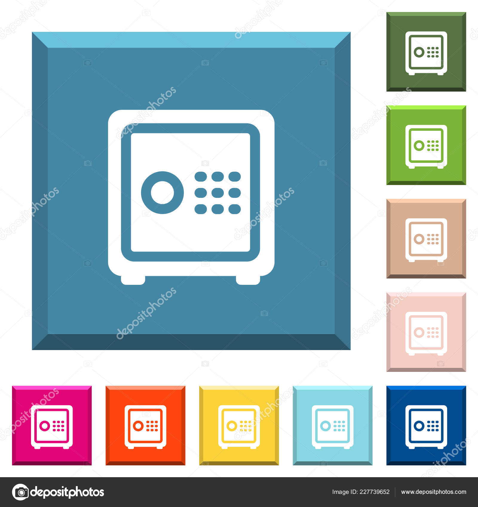 Strong Box Key Code White Icons Edged Square Buttons Various Stock ...