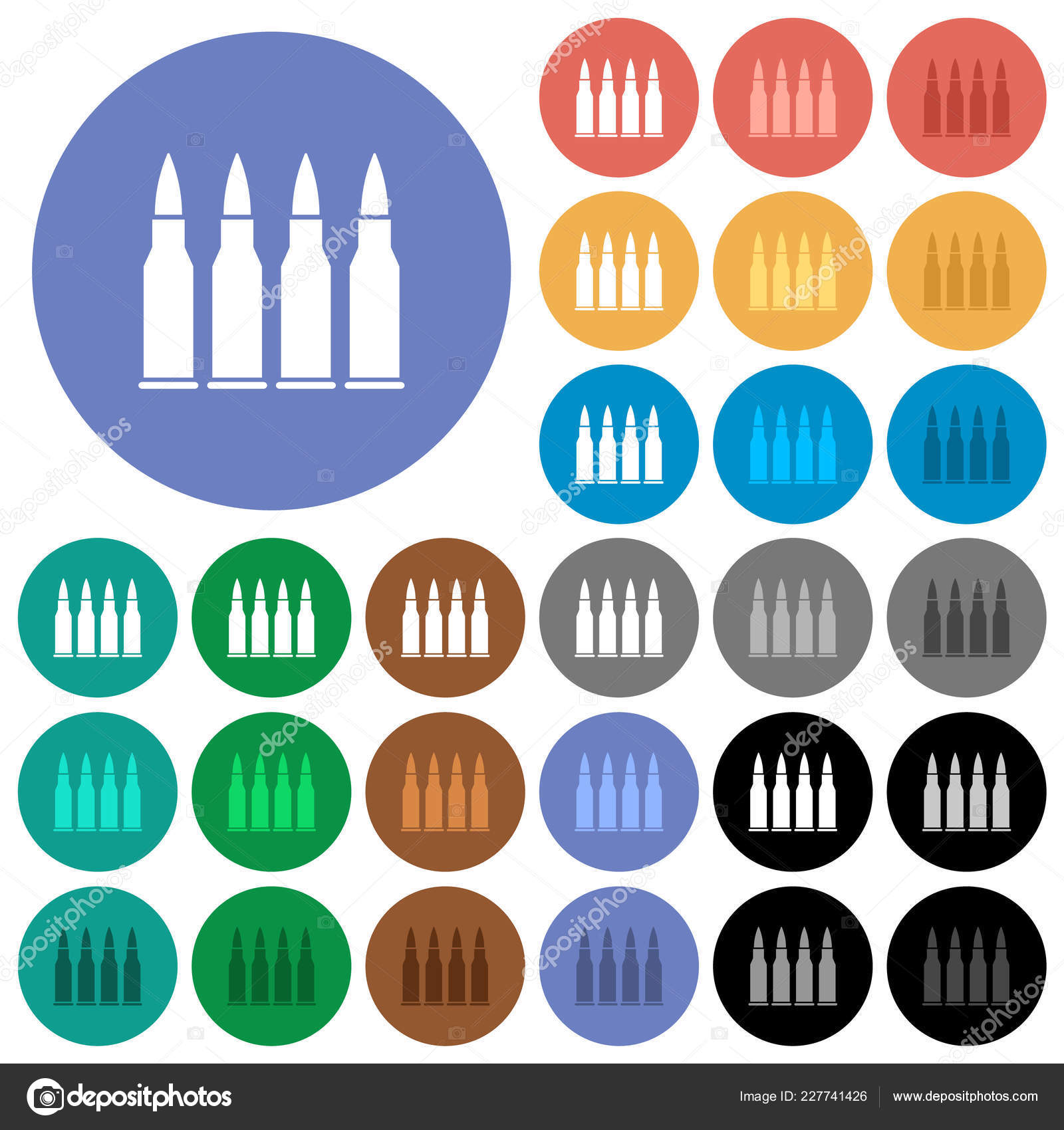 Four Bullets Multi Colored Flat Icons Backgrounds Included White Light ...