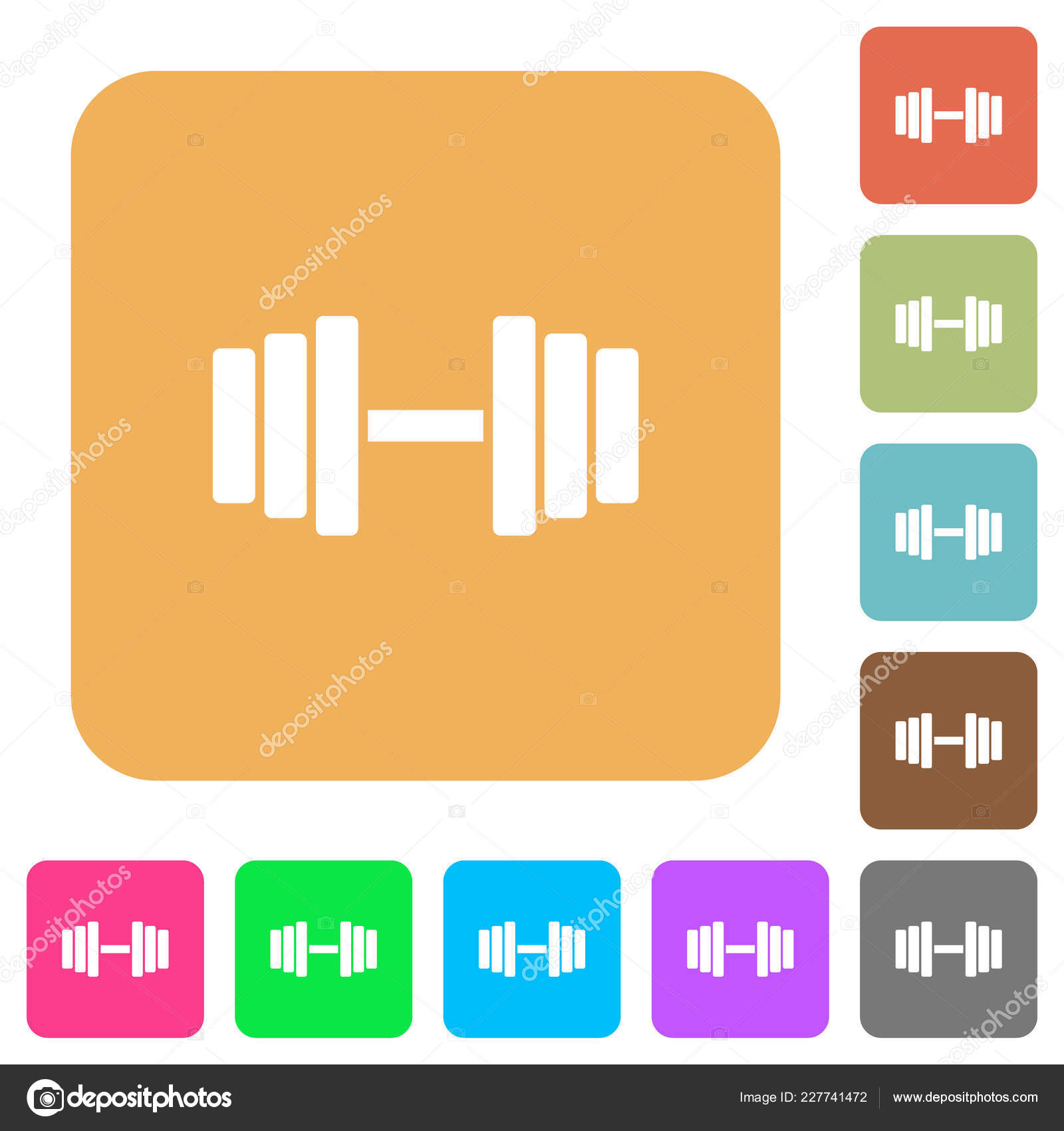 Gym Flat Icons Rounded Square Vivid Color Backgrounds Stock Vector by ...
