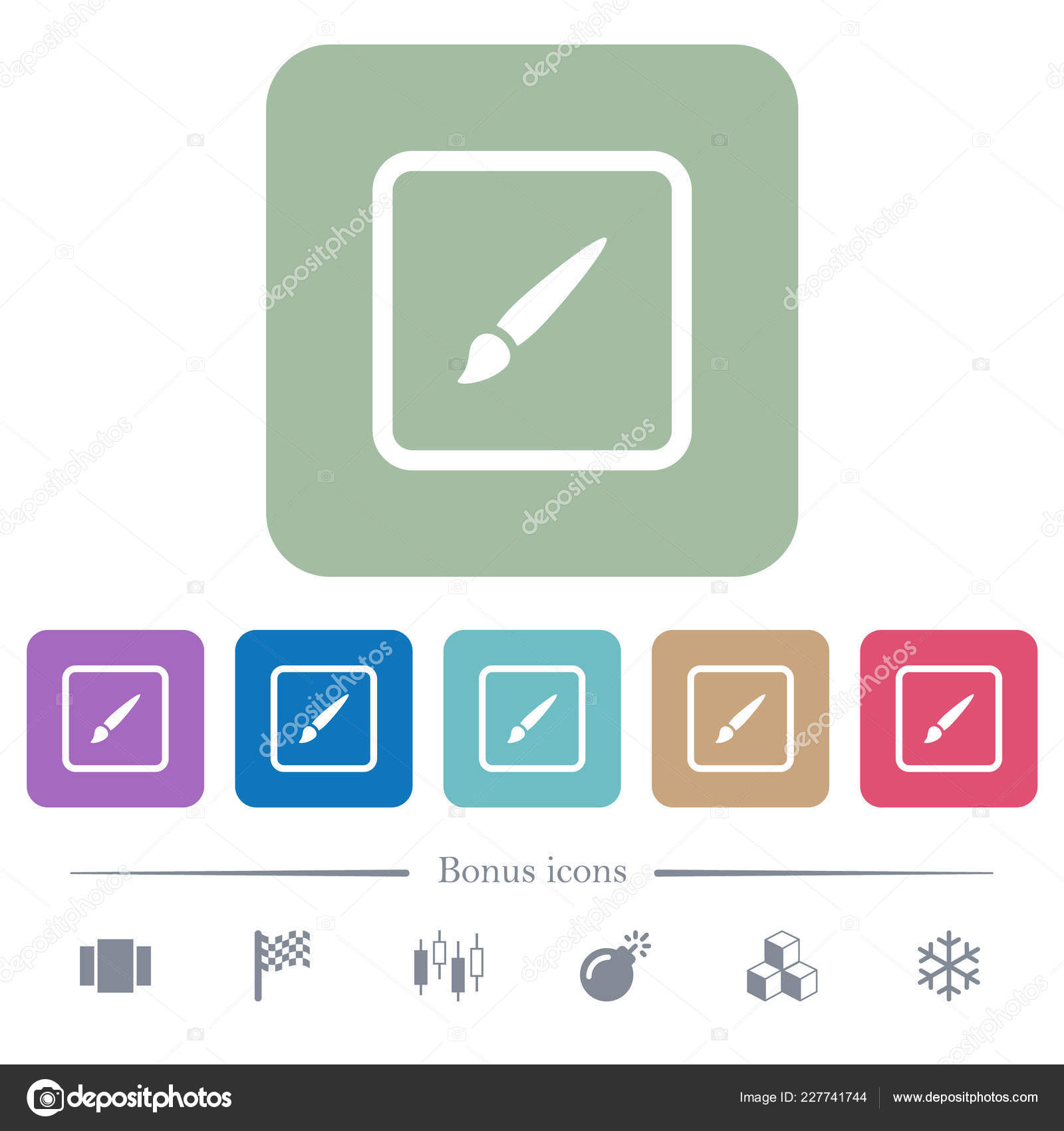 Paint Object White Flat Icons Color Rounded Square Backgrounds Bonus ...