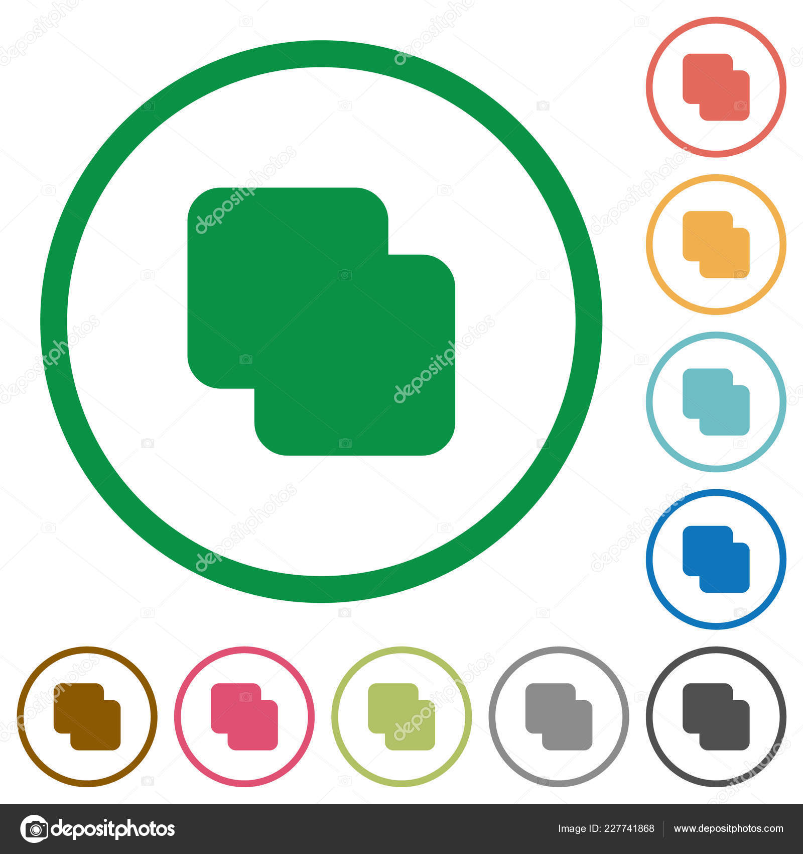 Add Shapes Flat Color Icons Outlines White Background Stock Vector by ...