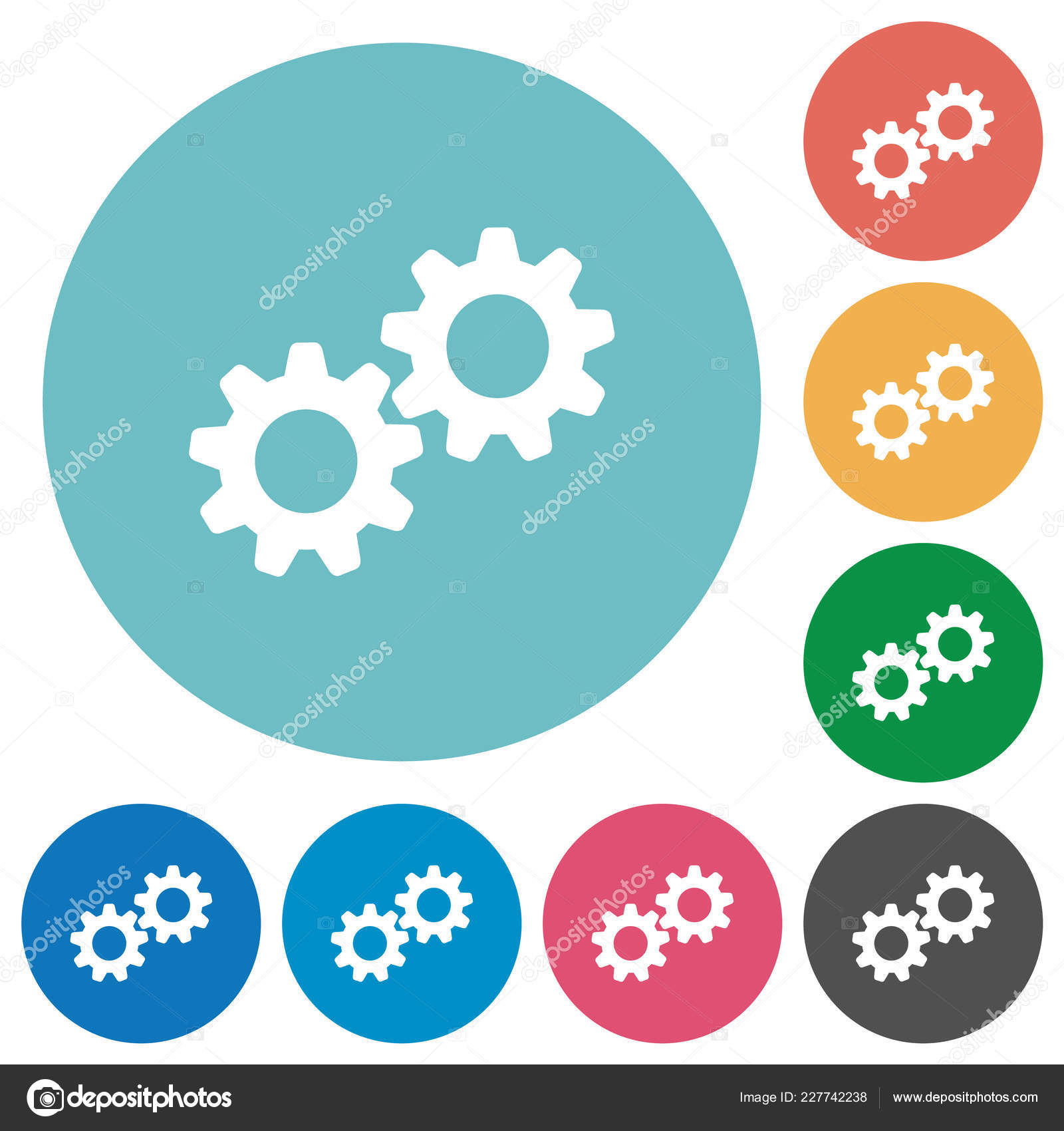 Collaboration Flat White Icons Color Backgrounds Stock Vector by ...