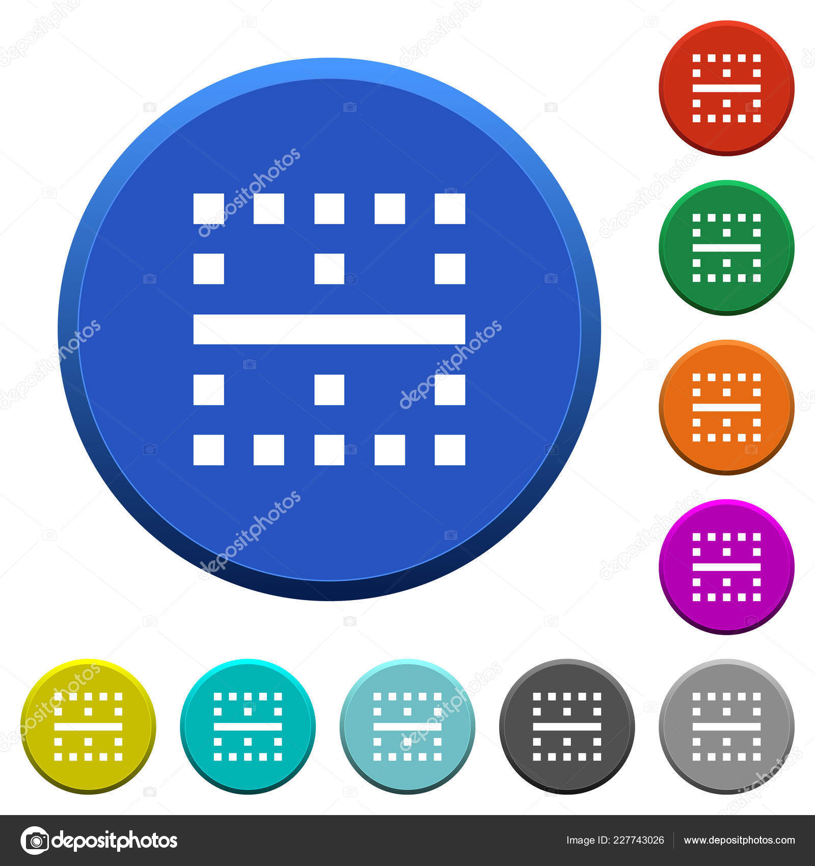 Horizontal Border Color Beveled Buttons Smooth Surfaces Flat White ...