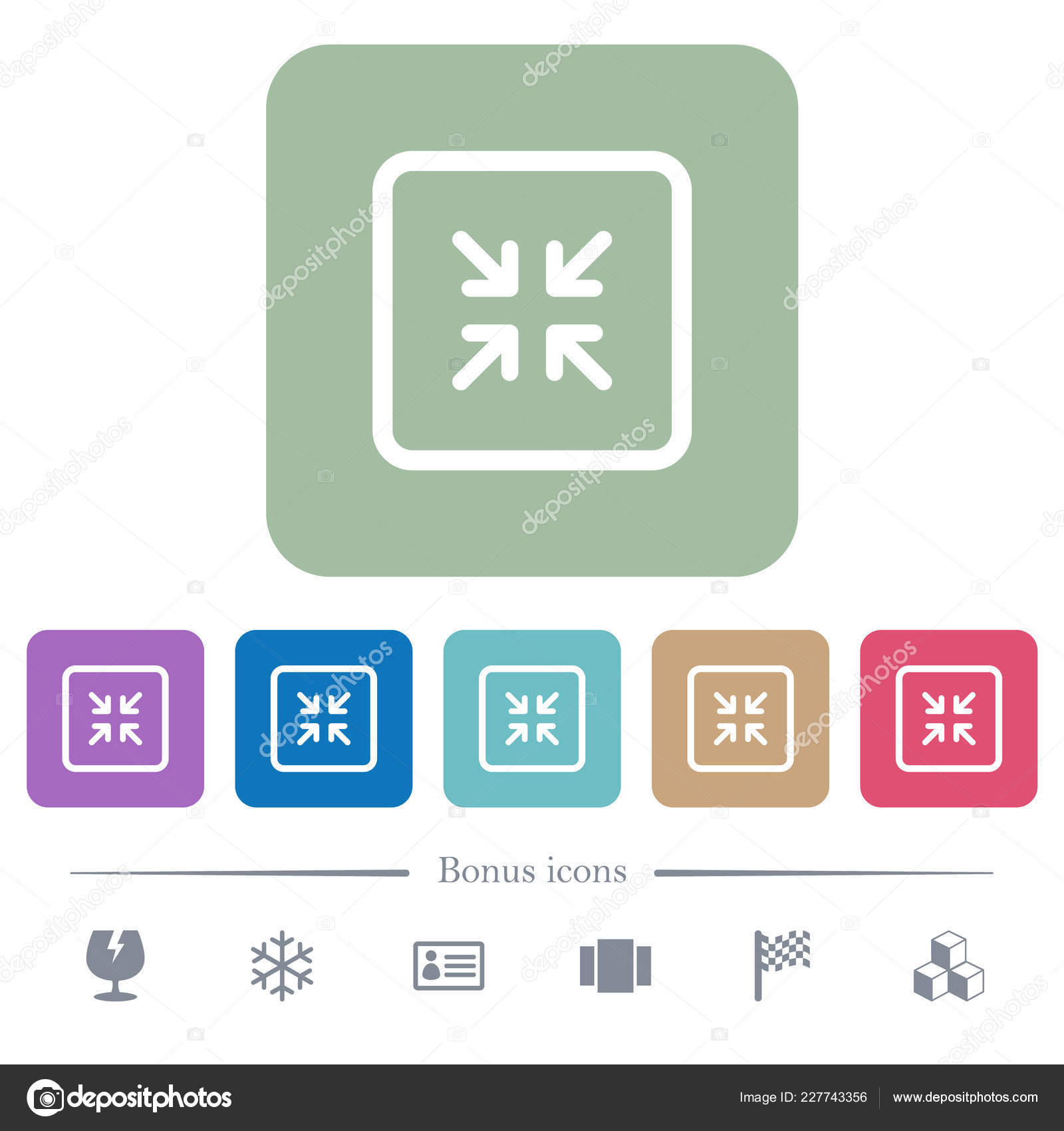 Shrink Object White Flat Icons Color Rounded Square Backgrounds Bonus Stock Vector Image by ...