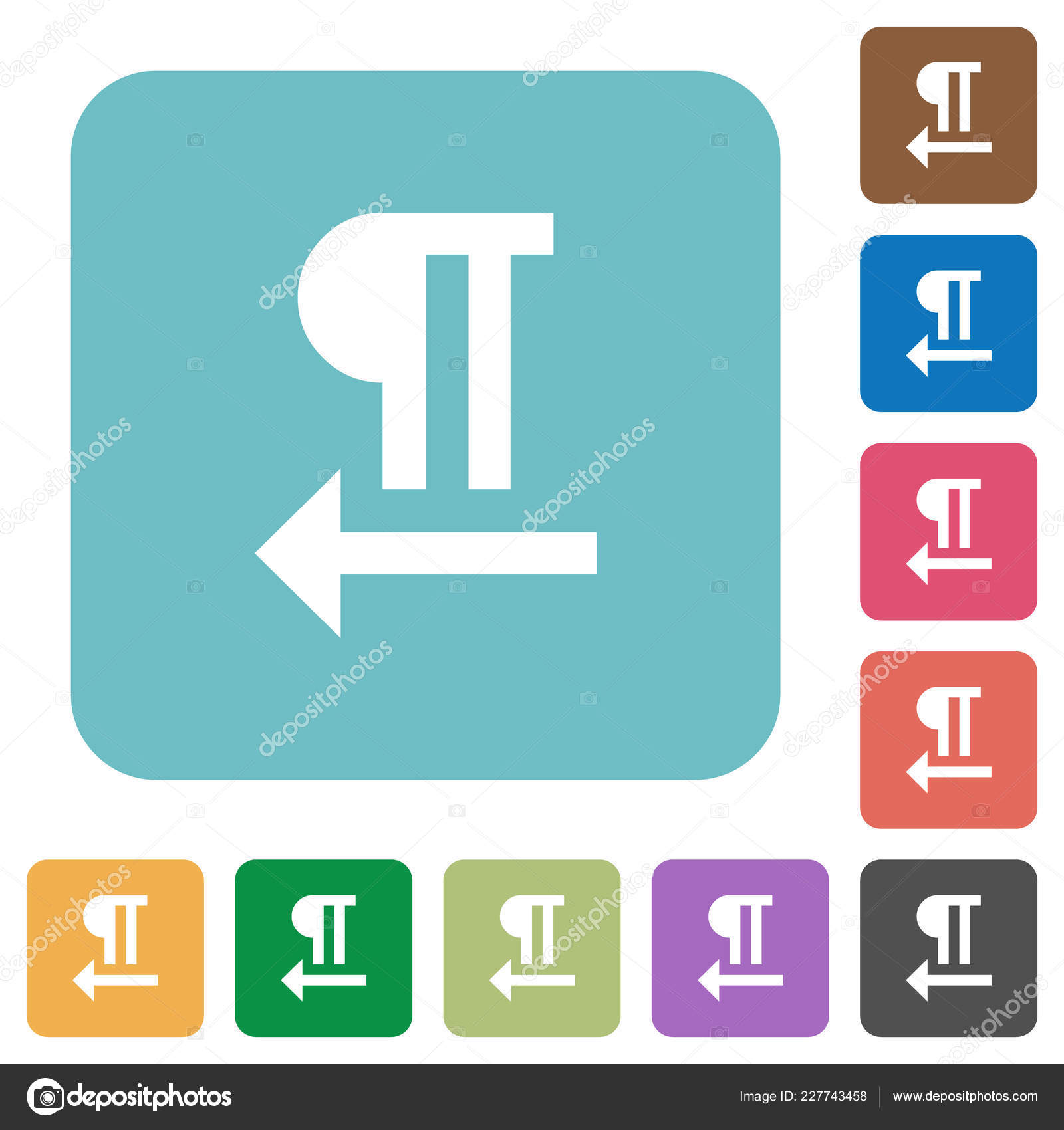 Right Left Text Direction White Flat Icons Color Rounded Square Stock ...