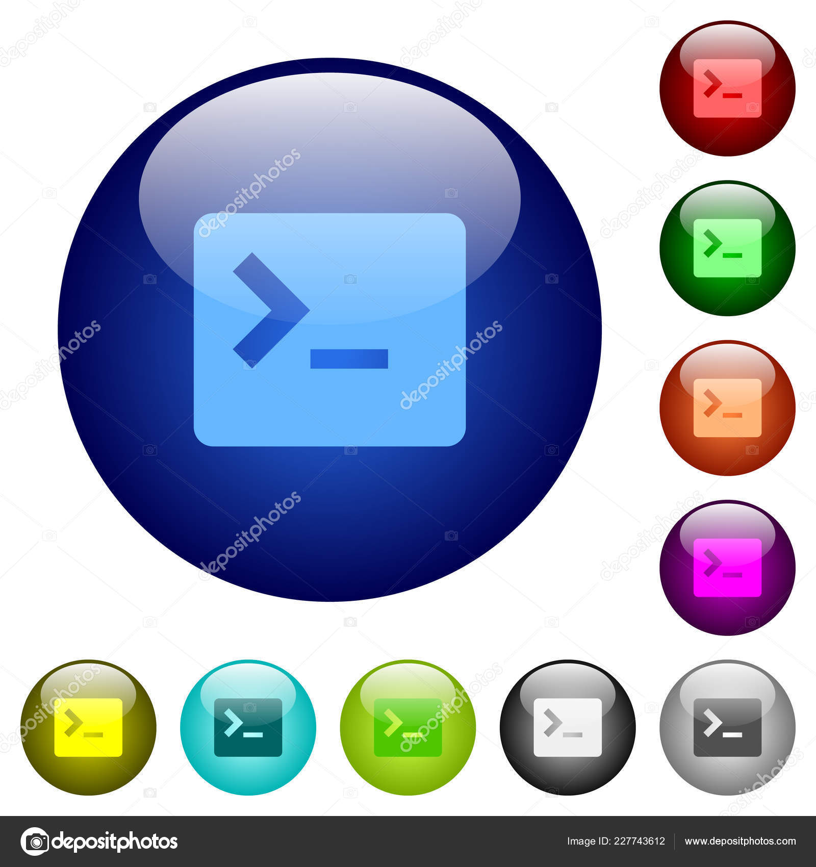 Command Terminal Icons Color Glass Buttons Stock Vector by ...