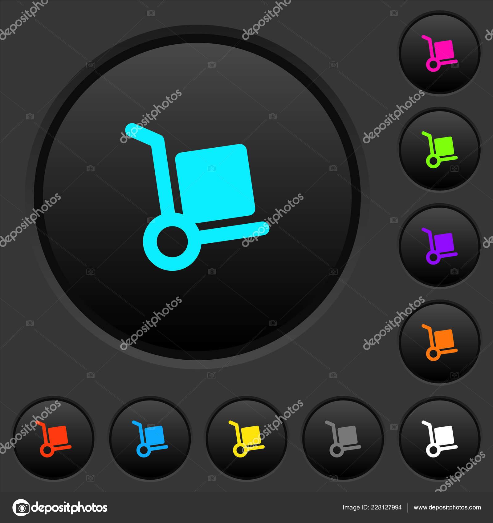 Hand Truck Dark Push Buttons Vivid Color Icons Dark Grey Stock Vector ... Hand Truck Dark Push Buttons Vivid Color Icons Dark Grey Stock Vector ...
