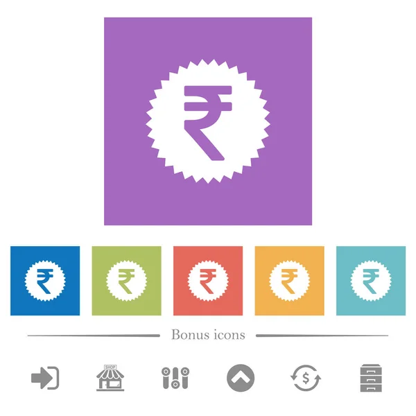 Indian Rupee Sticker Flat White Icons Color Backgrounds Bonus Icons ...