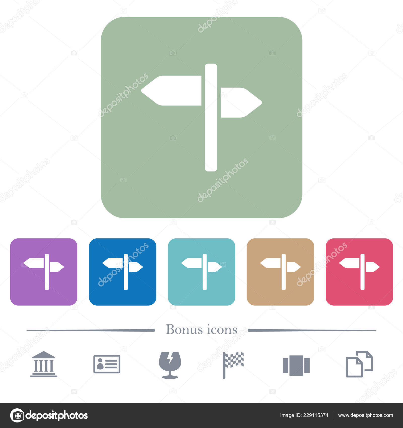 Signpost White Flat Icons Color Rounded Square Backgrounds Bonus Icons Stock Vector by ...