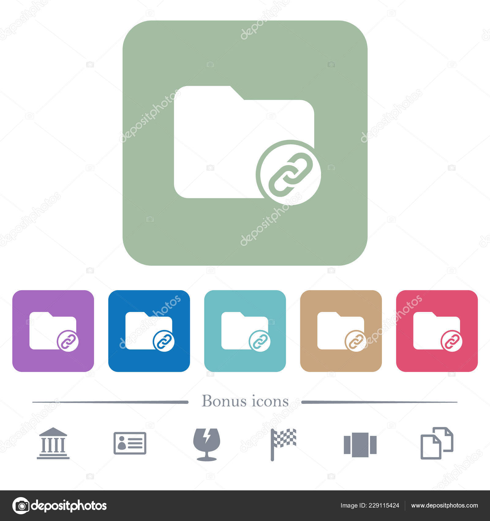 Directory Attachment White Flat Icons Color Rounded Square Backgrounds ...