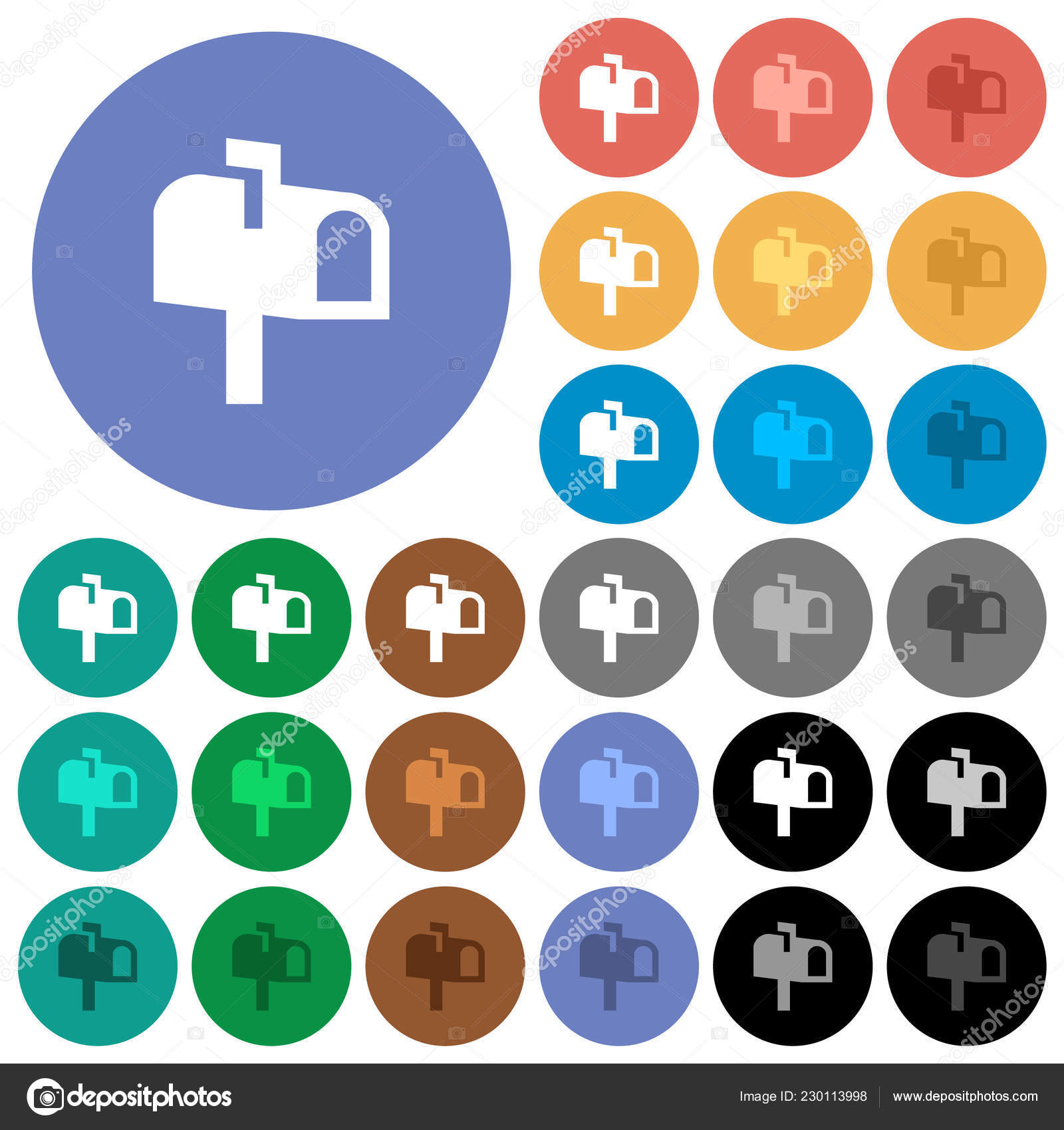 Mailbox Multi Colored Flat Icons Backgrounds Included White Light Dark ...