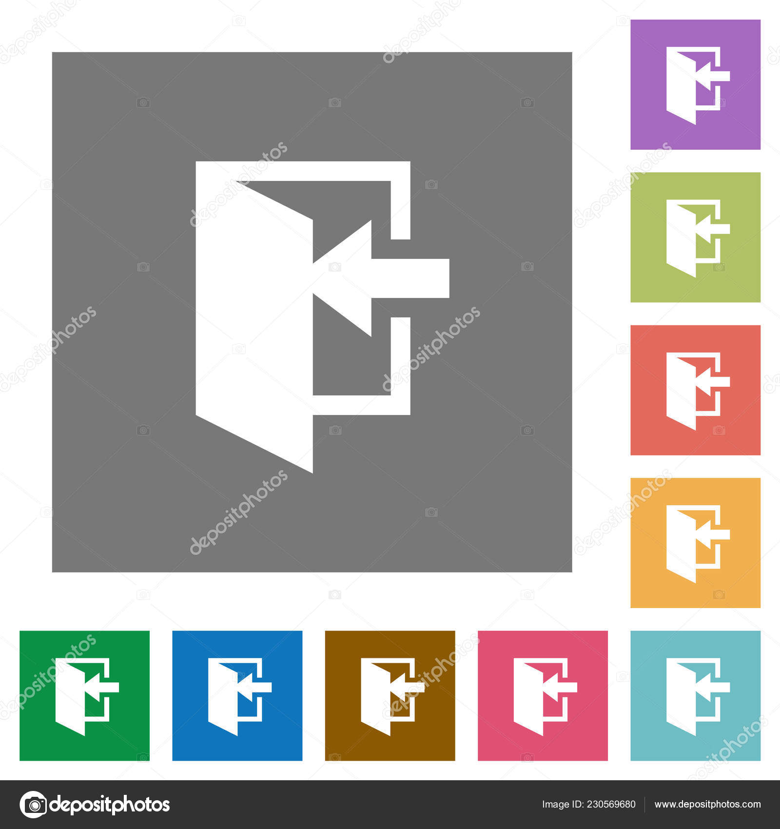 Enter Flat Icons Simple Color Square Backgrounds Stock Vector by ©renegadehomie 230569680