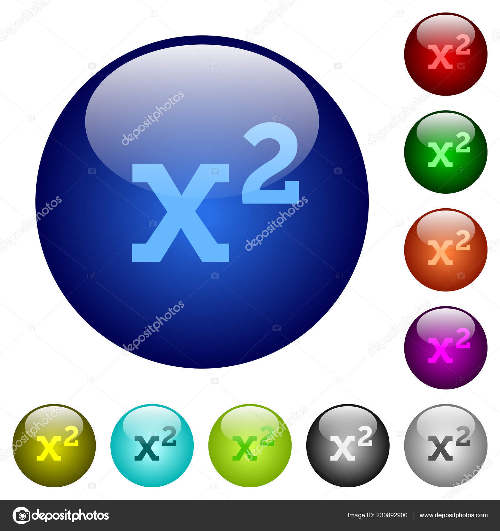 Math Exponentiation Icons Color Glass Buttons Stock Vector Image by ...