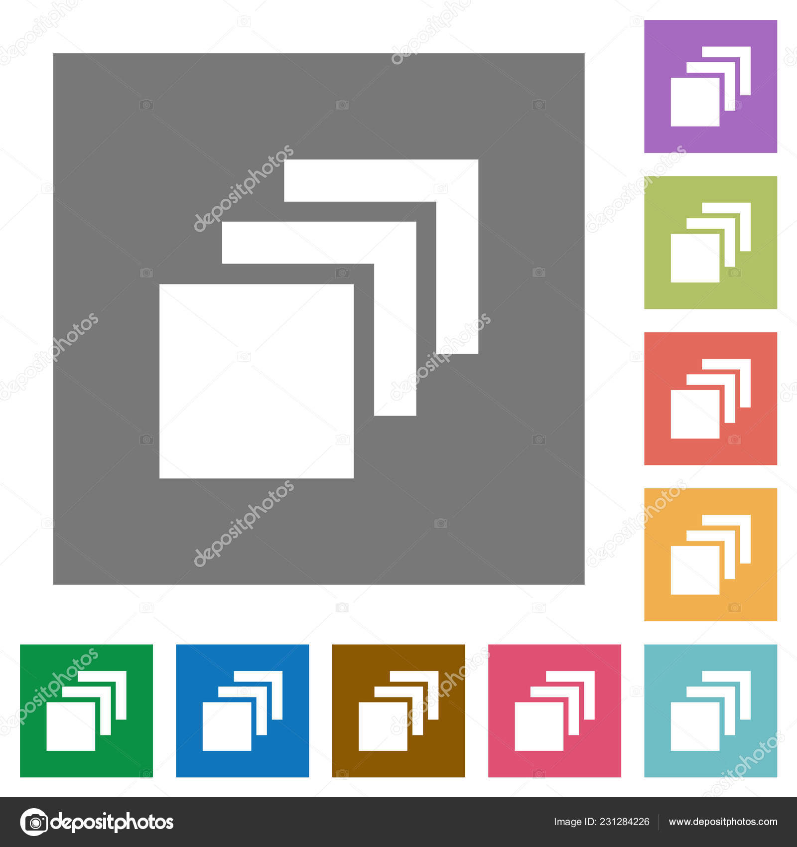 Multiple Canvases Flat Icons Simple Color Square Backgrounds Stock Vector Image by ...