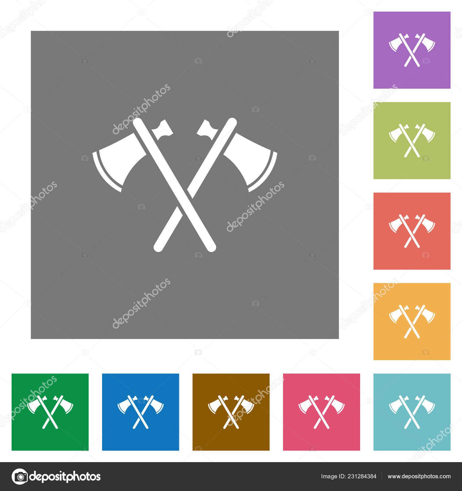 Two Tomahawks Flat Icons Simple Color Square Backgrounds Stock Vector by ©renegadehomie 231284384