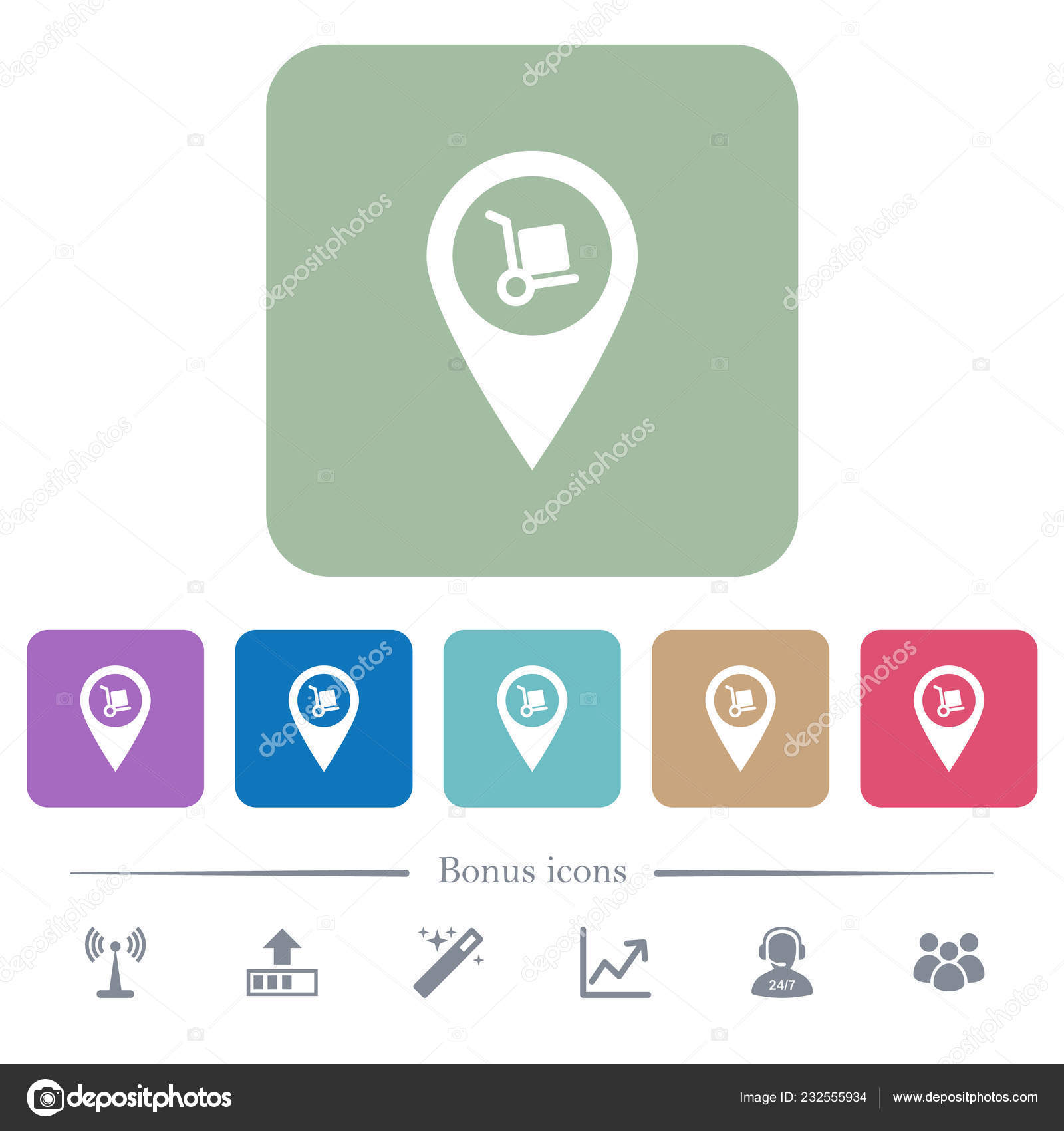 Parcel Delivery Gps Map Location White Flat Icons Color Rounded Stock Vector by ©renegadehomie ...