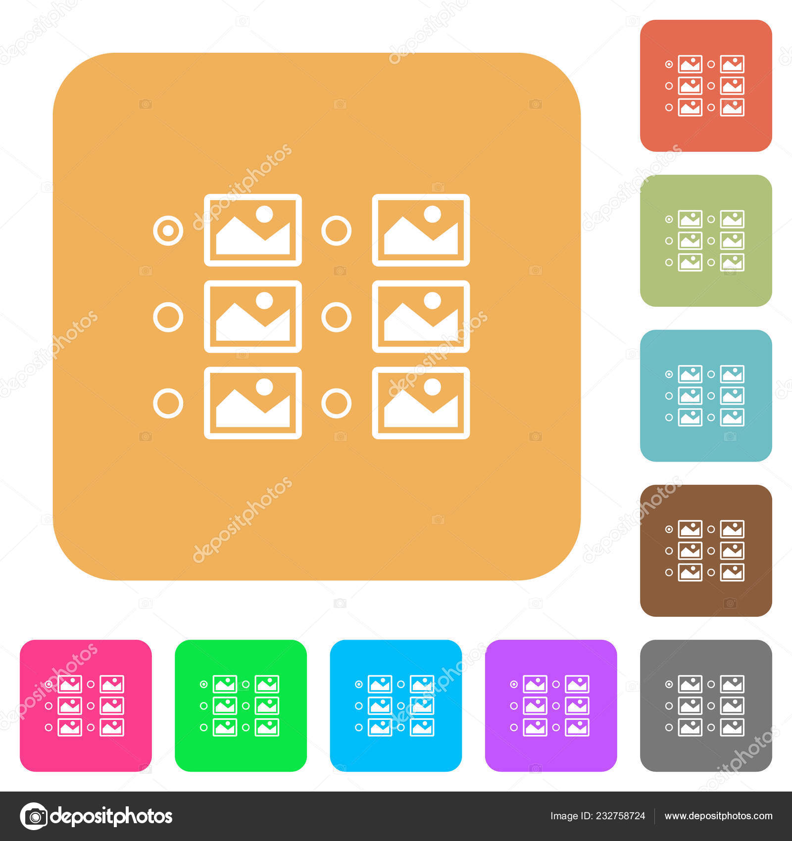 Single Image Selection Radio Buttons Flat Icons Rounded Square Vivid ...