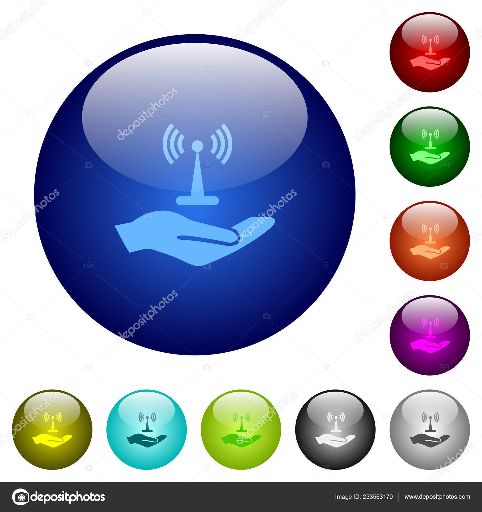 Sharing Wireless Network Icons Color Glass Buttons Stock Vector Image ...