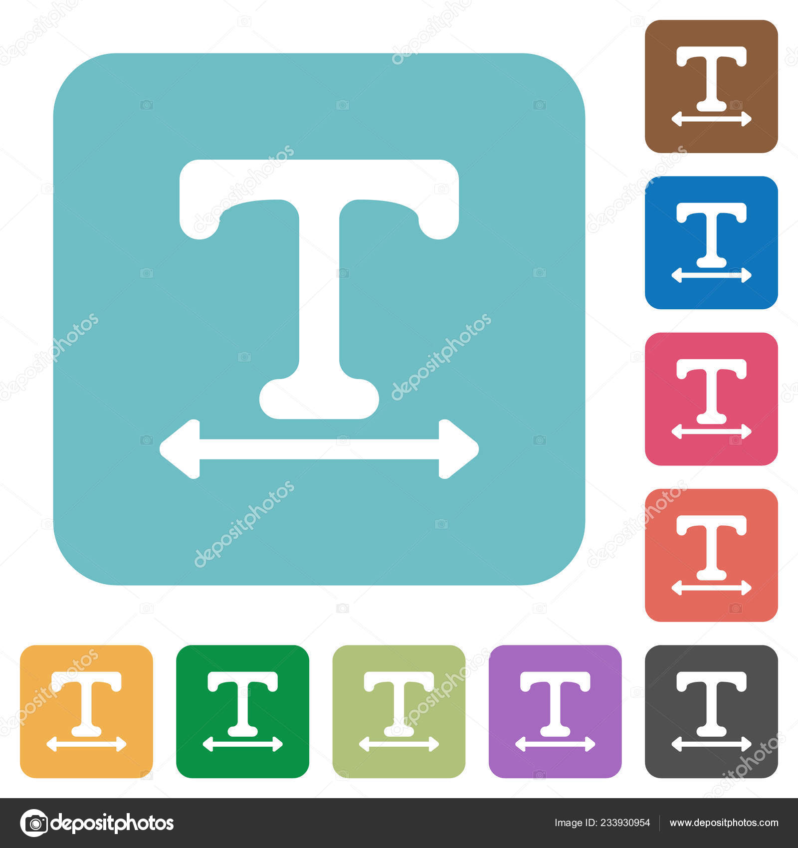 Adjust Font Width White Flat Icons Color Rounded Square Backgrounds Stock Vector Image by ...