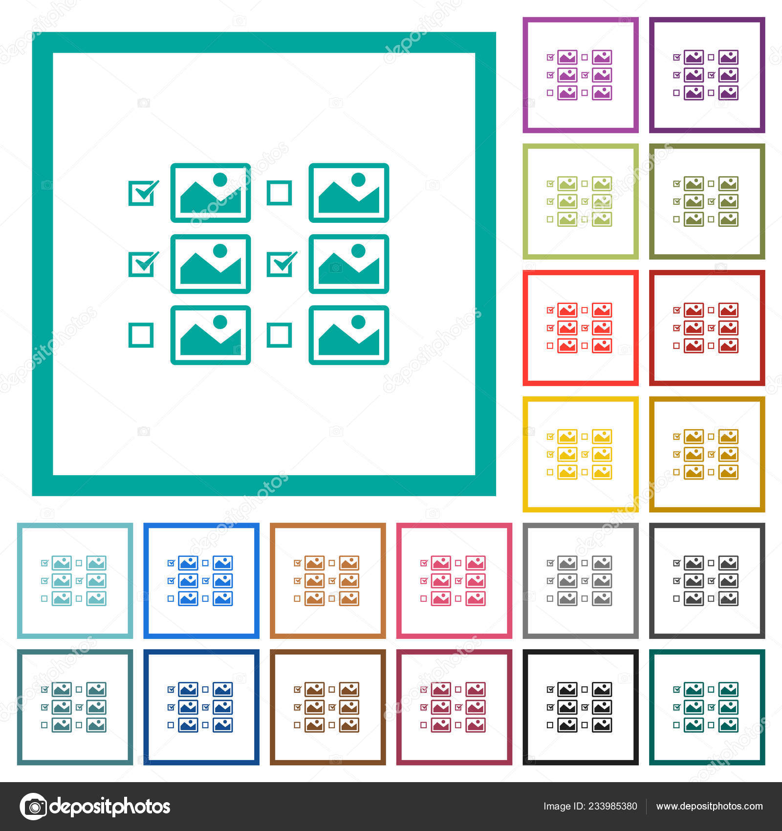 Multiple Image Selection Checkboxes Flat Color Icons Quadrant Frames White Stock Vector Image by ...
