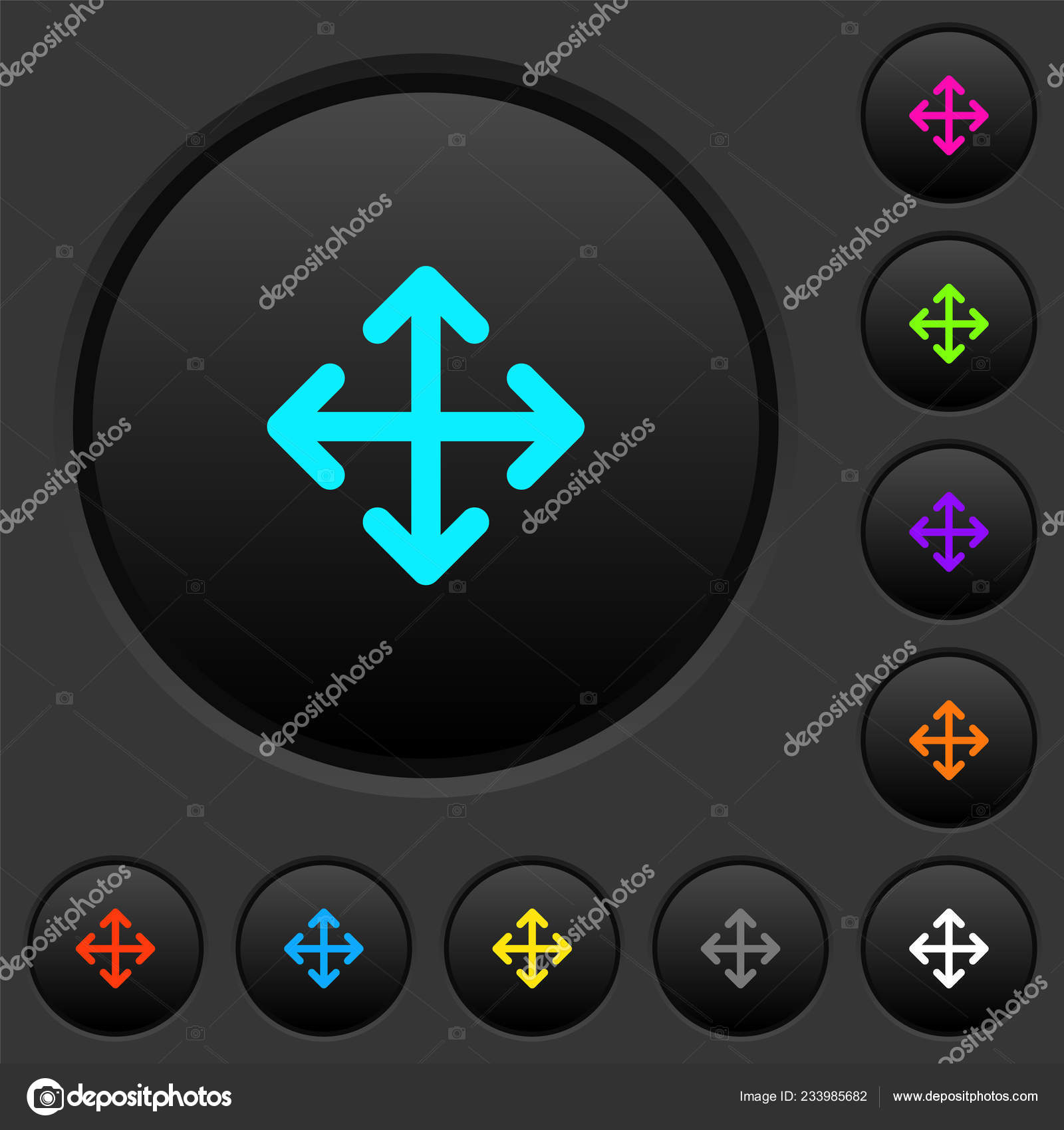 Move Arrows Dark Push Buttons Vivid Color Icons Dark Grey Stock Vector Image By ©renegadehomie
