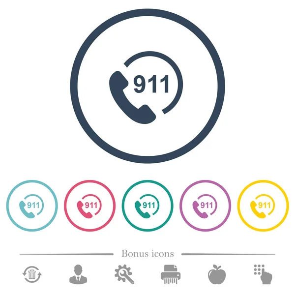Emergency Call 911 Flat White Icons Color Backgrounds Stock Vector by ...