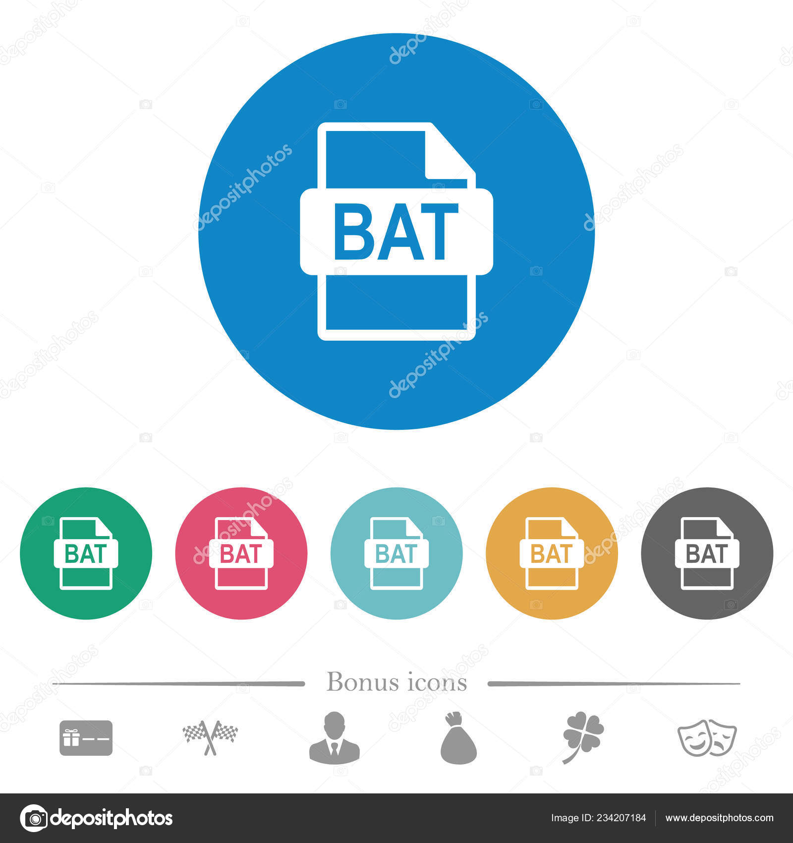 Bat File Format Flat White Icons Color Backgrounds Bonus Icons Stock ...