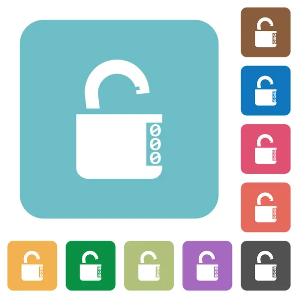 Unlocked Combination Lock Center Numbers White Icons Edged Square ...