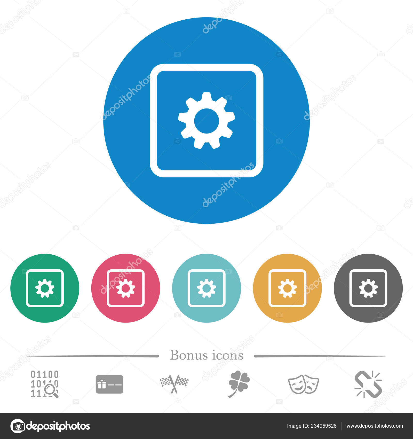 Object Settings Flat White Icons Color Backgrounds Bonus Icons Included ...