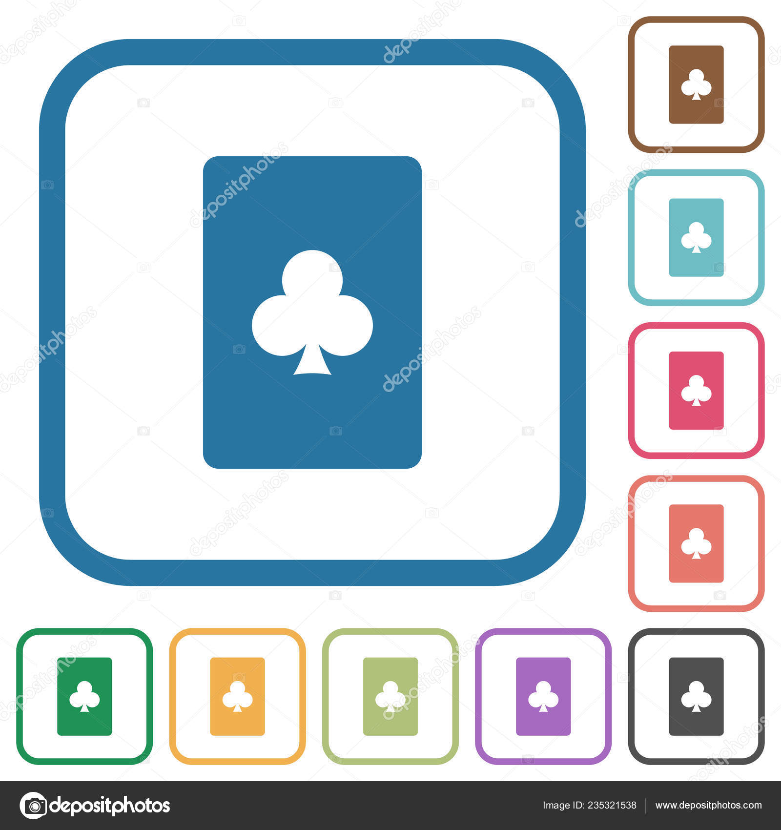 Club Card Symbol Simple Icons Color Rounded Square Frames White Stock ...