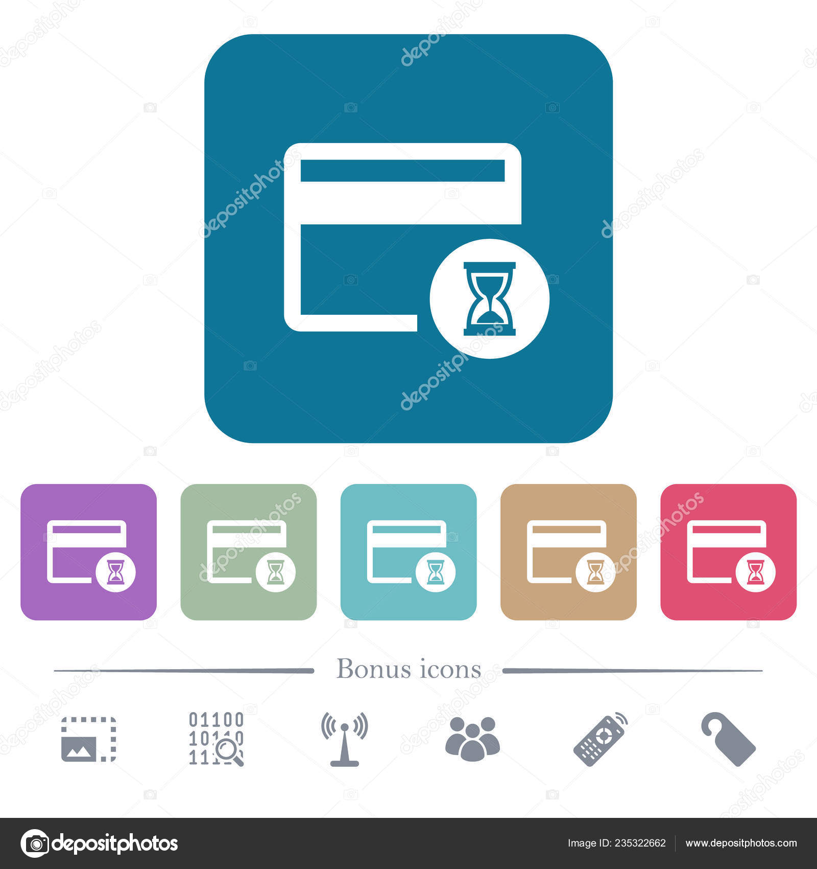 Credit Card Operation Progress White Flat Icons Color Rounded Square ...