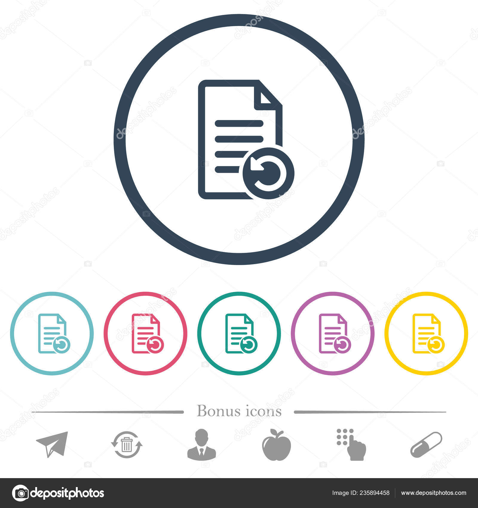 Undo Document Changes Flat Color Icons Outlines Bonus Icons Included ...