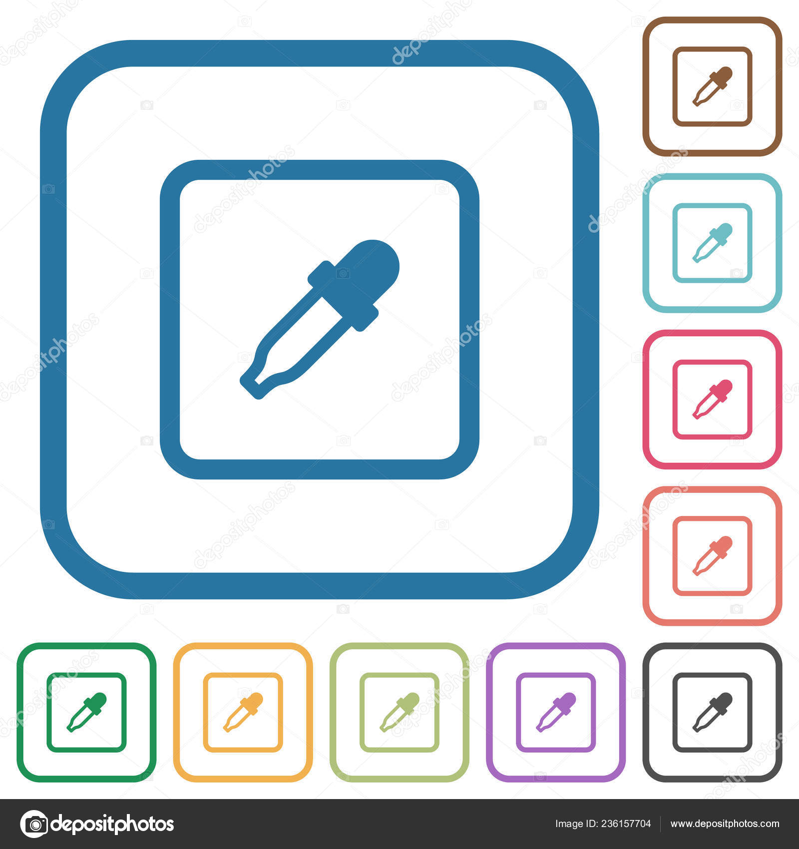 Get Object Color Simple Icons Color Rounded Square Frames White Stock ...