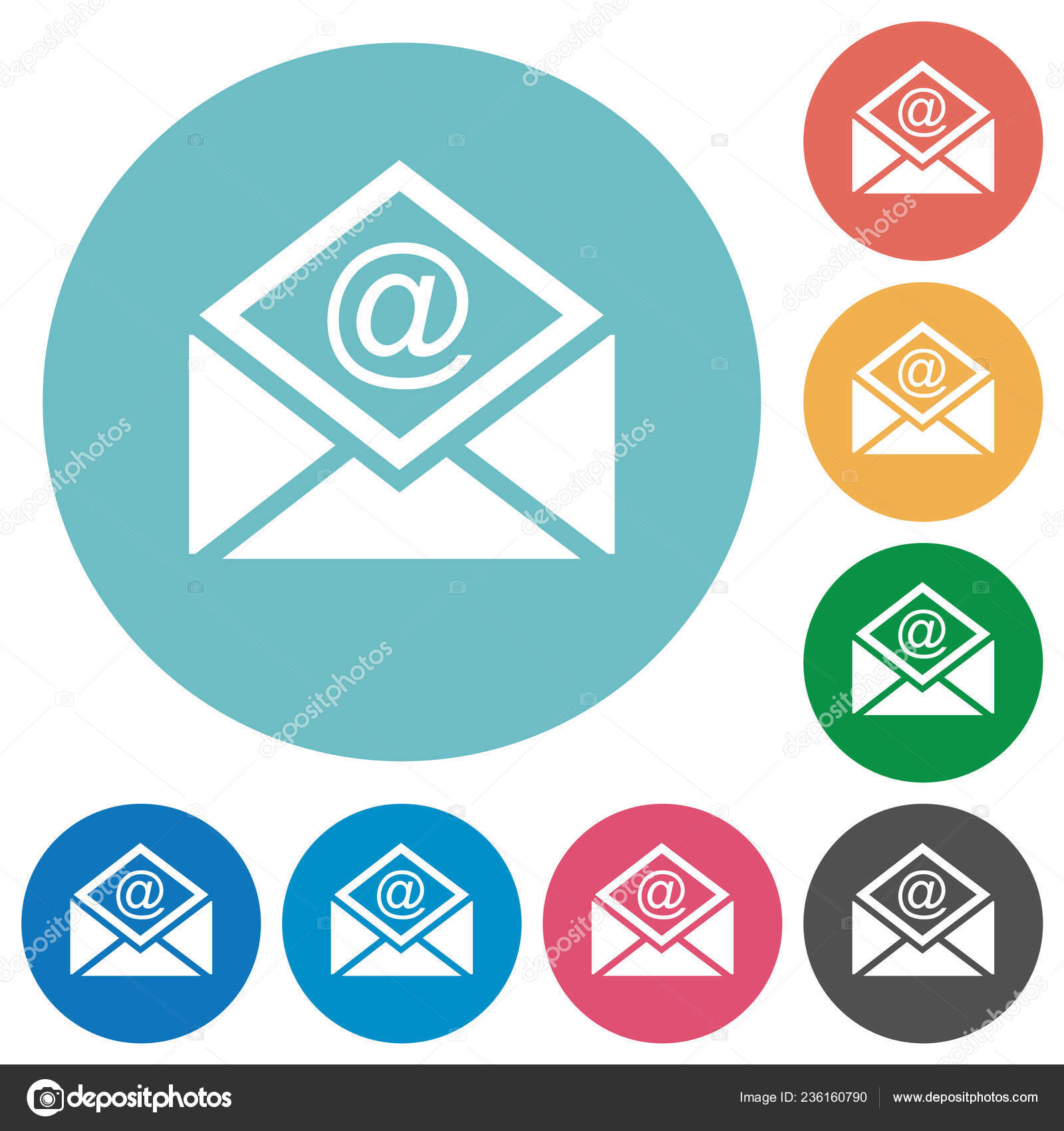 Open Mail Email Symbol Flat White Icons Color Backgrounds Stock Vector ...