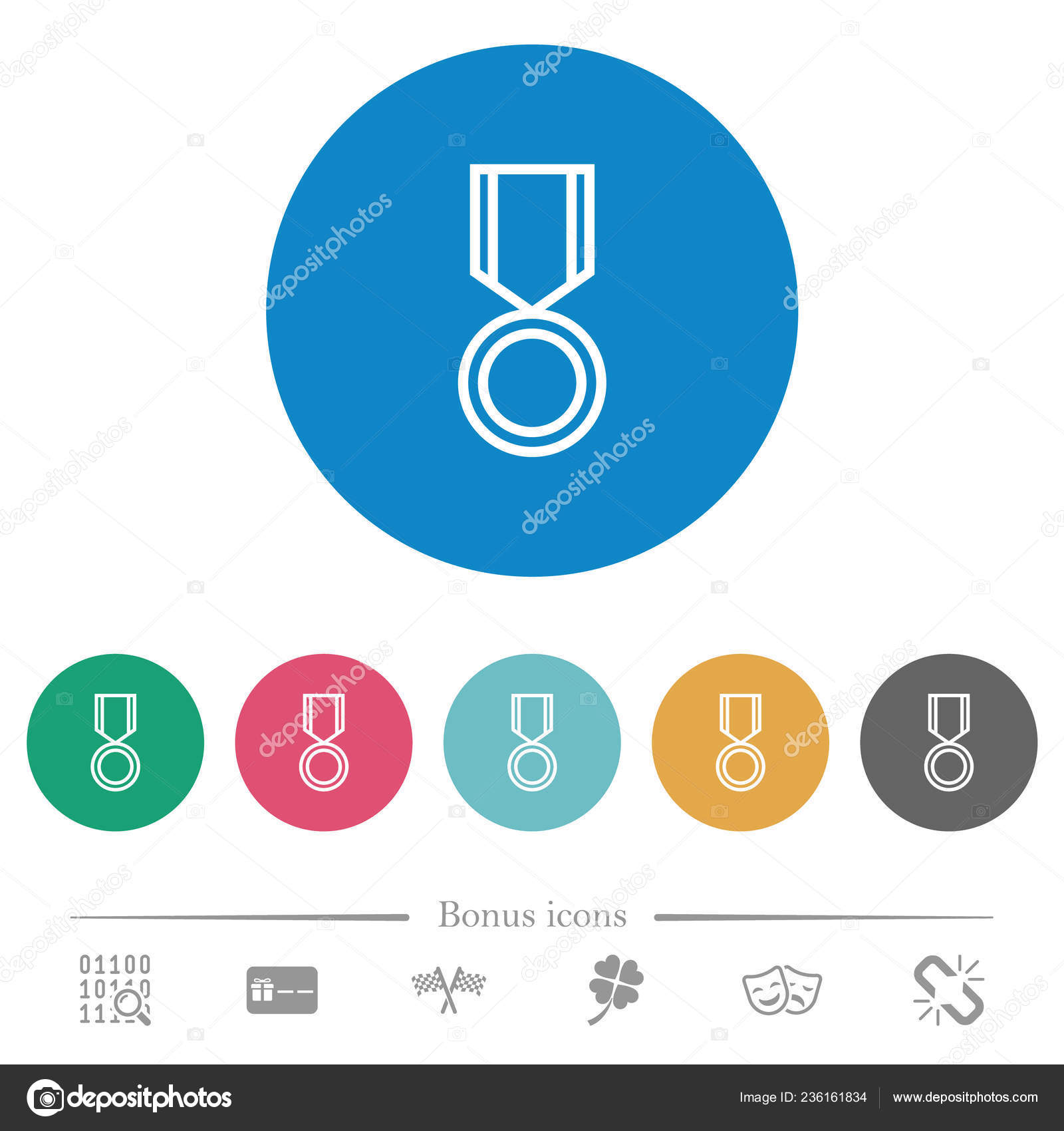 Medal Flat White Icons Color Backgrounds Bonus Icons Included Stock ...