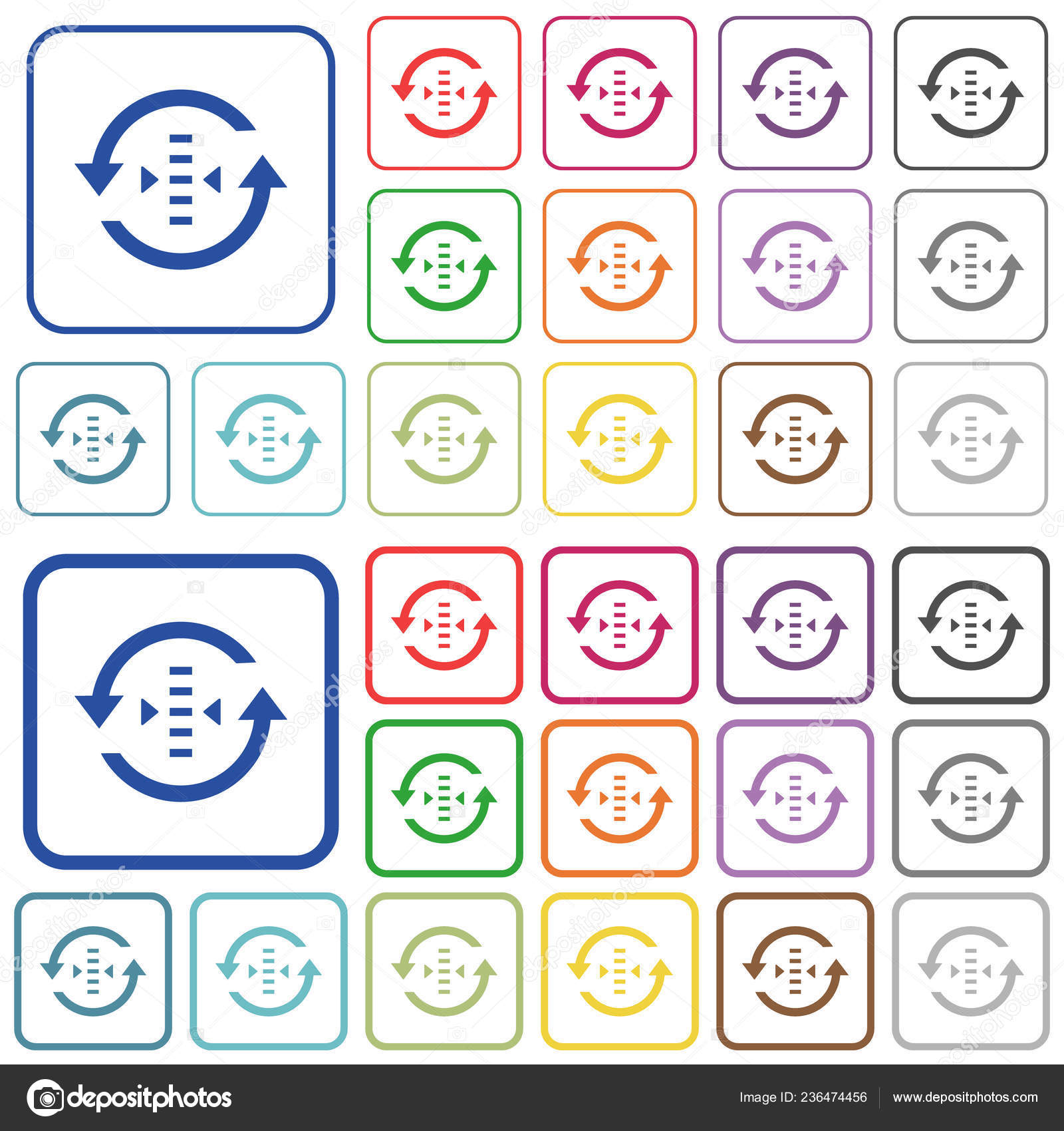 Adjust Refresh Rate Color Flat Icons Rounded Square Frames Thin Stock ...