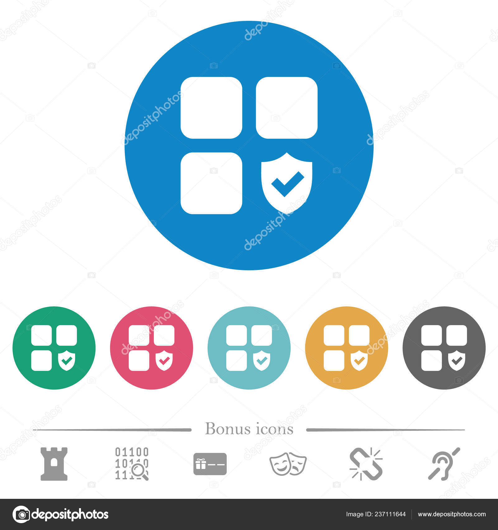 Protected Component Flat White Icons Color Backgrounds Bonus Icons ...