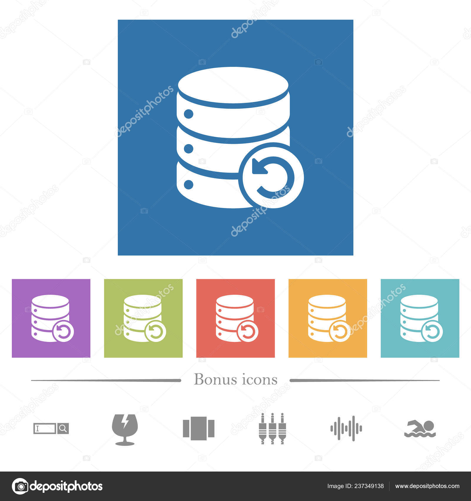 Undo Database Changes Flat White Icons Square Backgrounds Bonus Icons ...