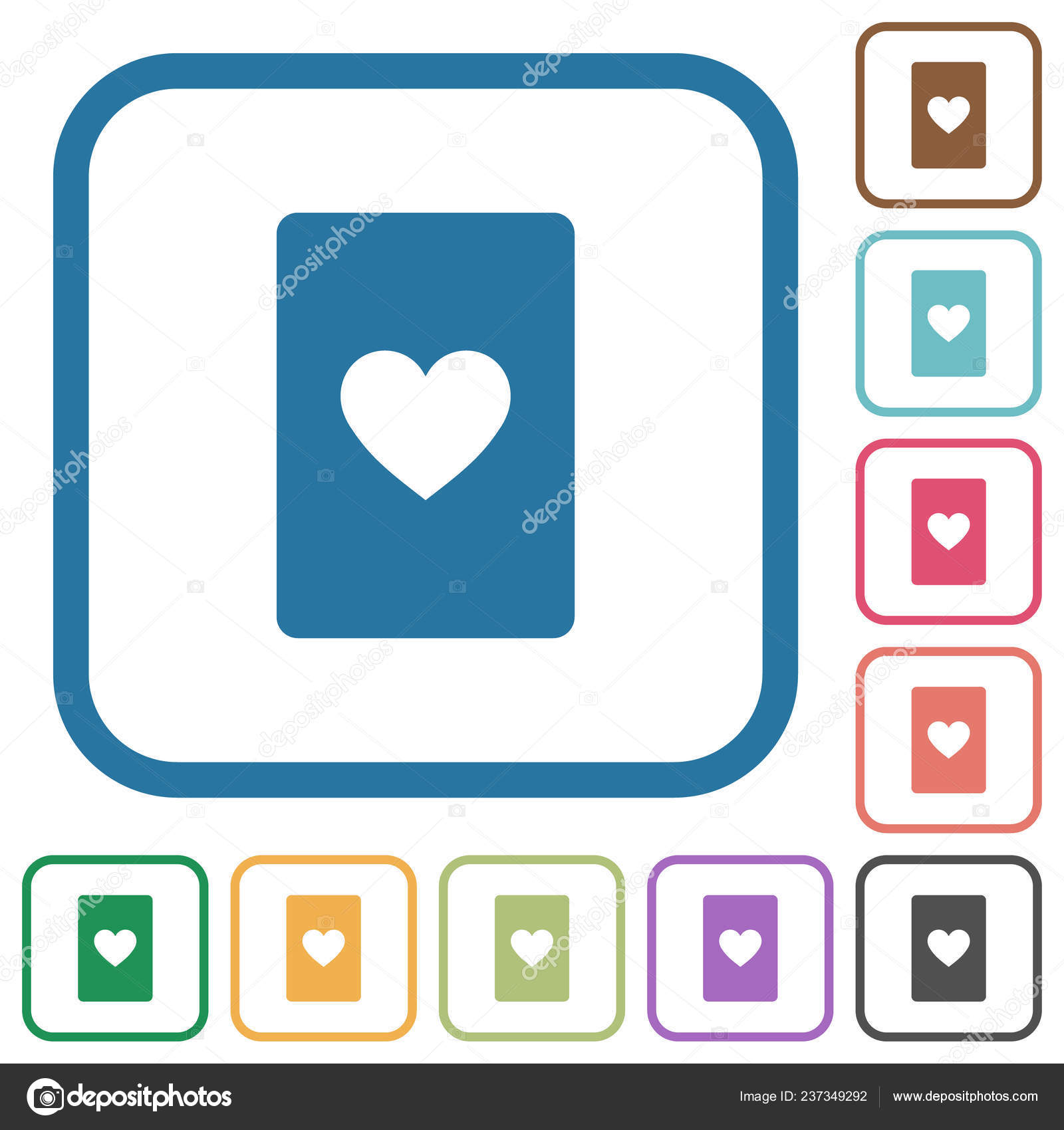 Heart Card Symbol Simple Icons Color Rounded Square Frames White Stock ...