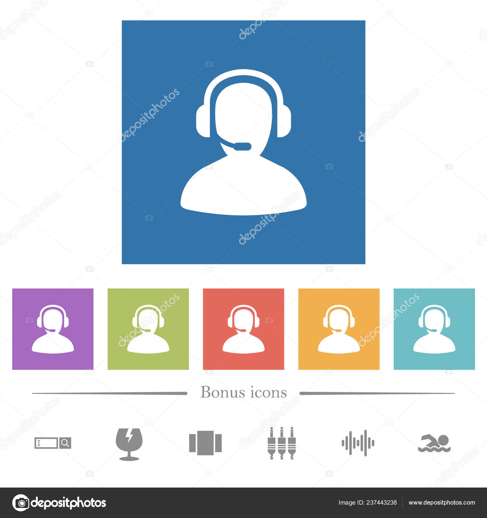 Operator Flat White Icons Square Backgrounds Bonus Icons Included Stock ...