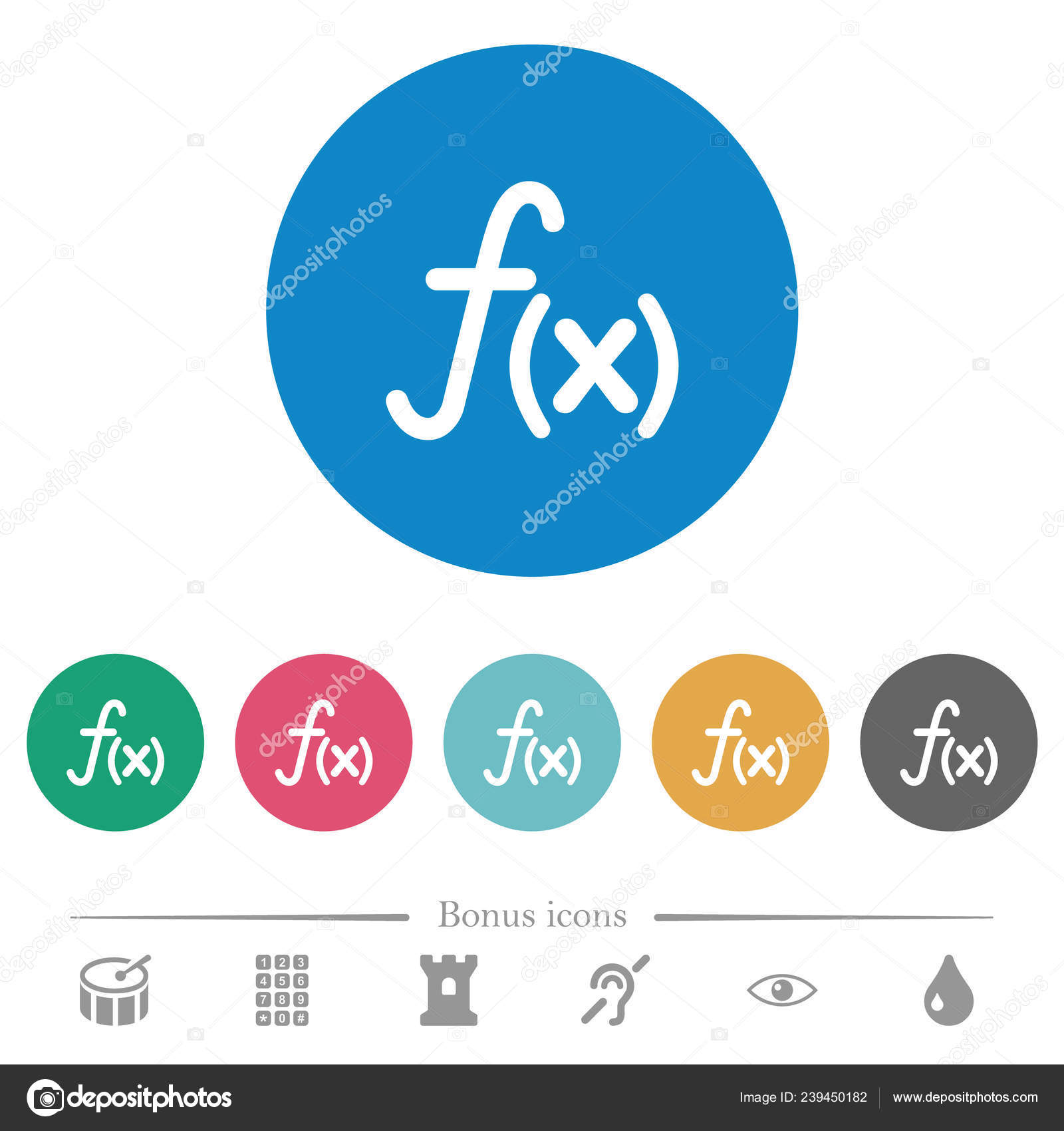 Function Flat White Icons Color Backgrounds Bonus Icons Included Stock ...