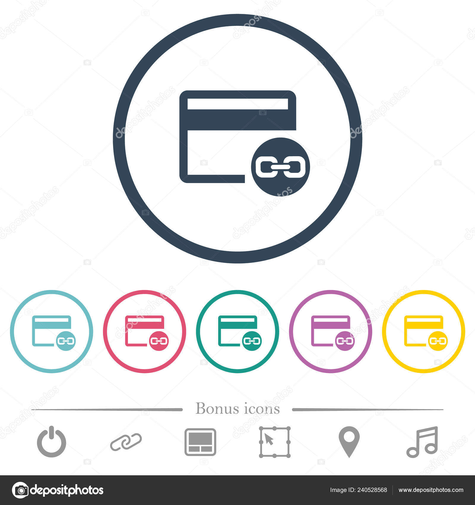 Attach Credit Card Account Flat Color Icons Outlines Bonus Icons Stock ...