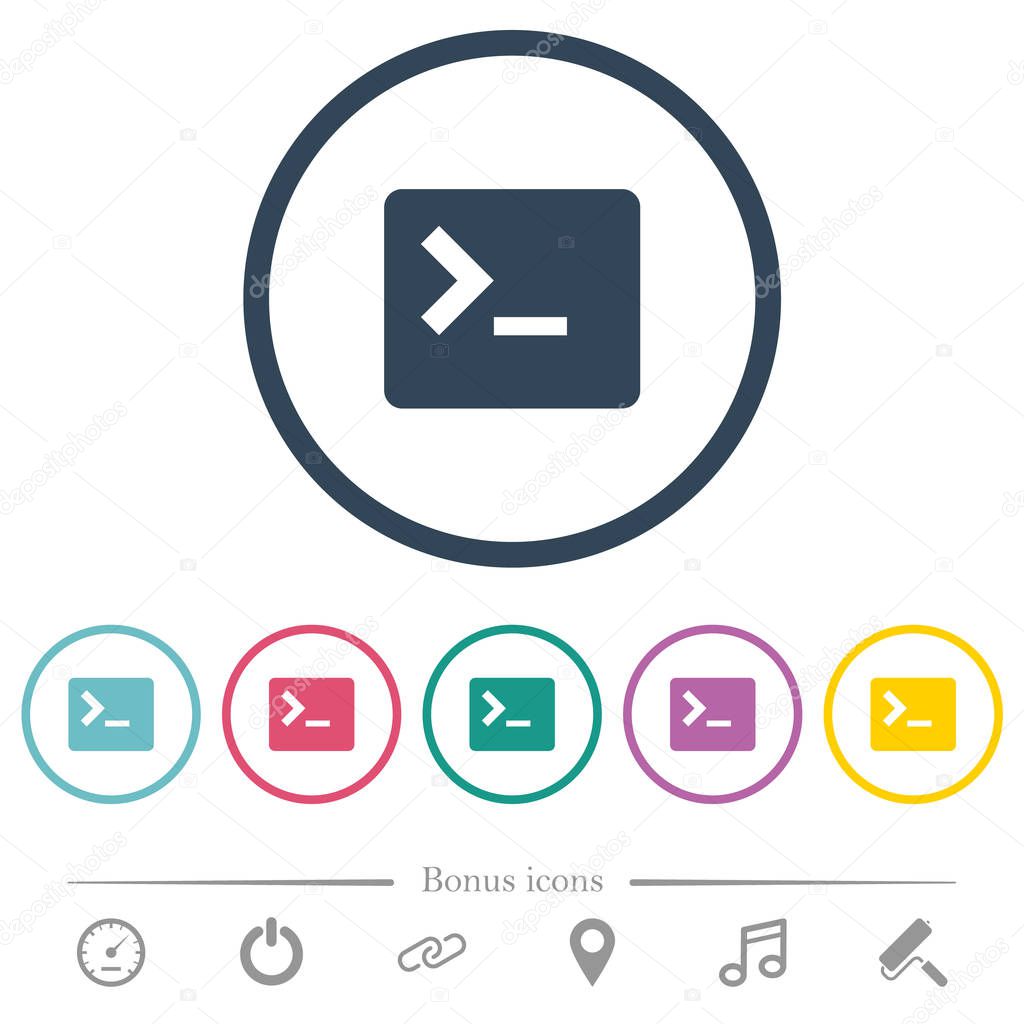 Comando iconos de color plano terminal en contornos redondos. 6 iconos ...