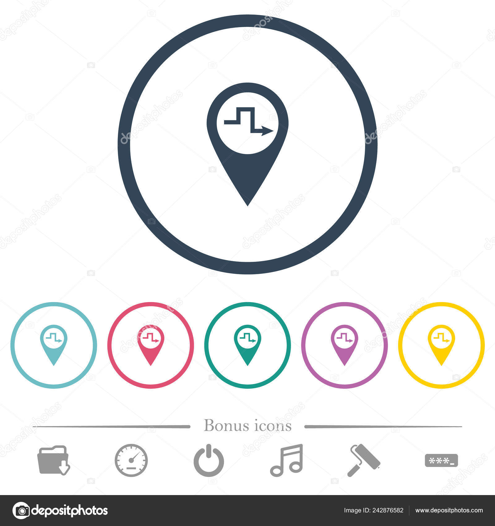 Route Planning Flat Color Icons Outlines Bonus Icons Included Stock ...