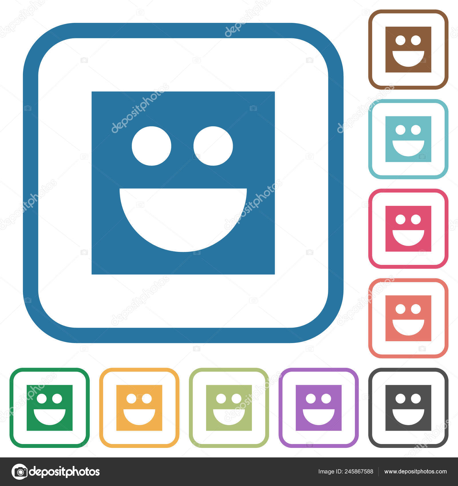 Kare Kare Beyaz Arka Plan Üzerinde Renkli Smiley Basit Simgeler ©renegadehomie 245867588'e ait ...