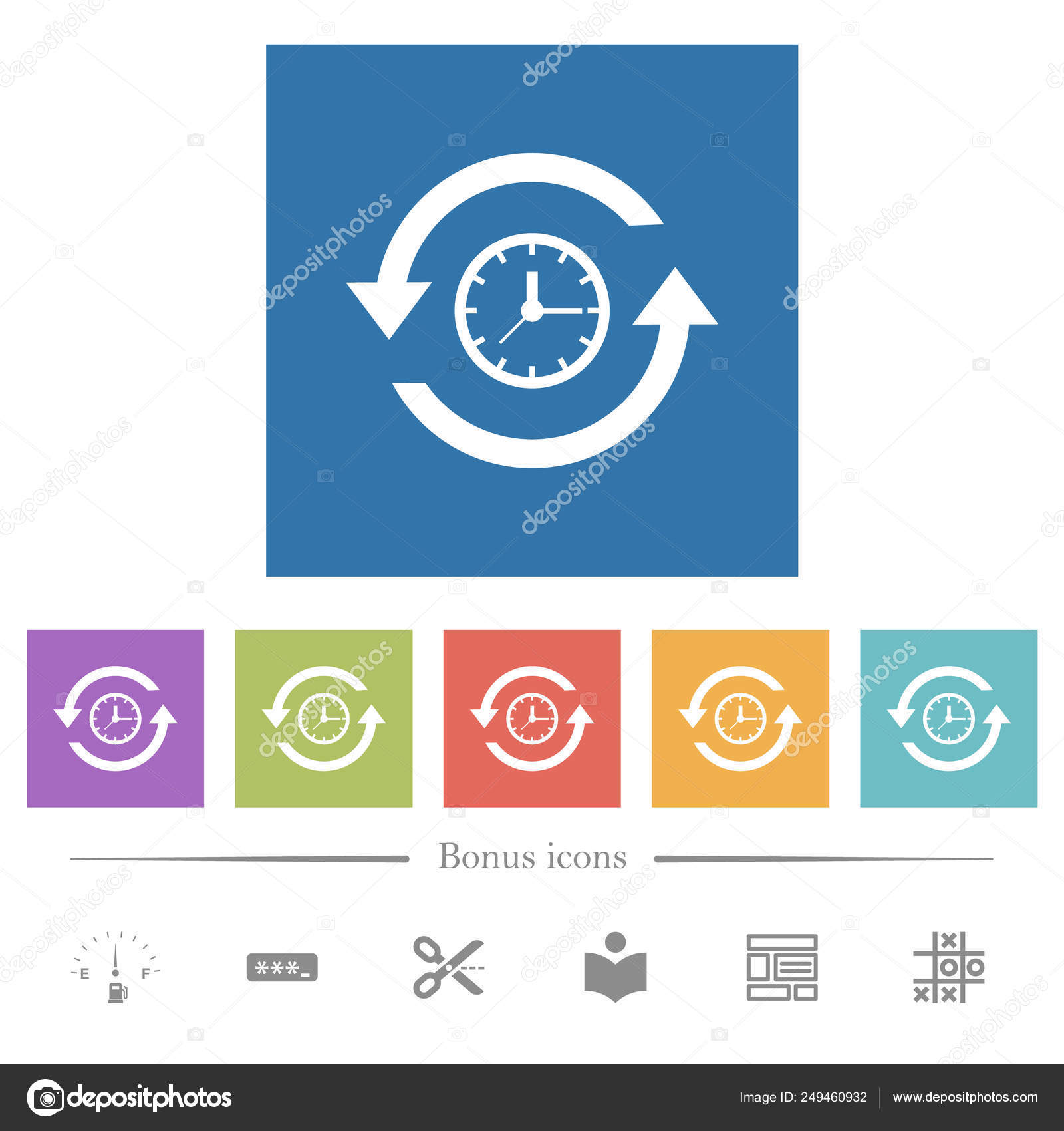 History flat white icons in square backgrounds Stock Vector Image by ...