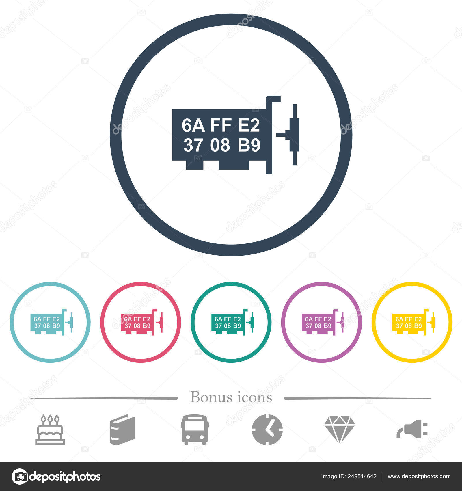Network mac address flat color icons in round outlines Stock Vector ...
