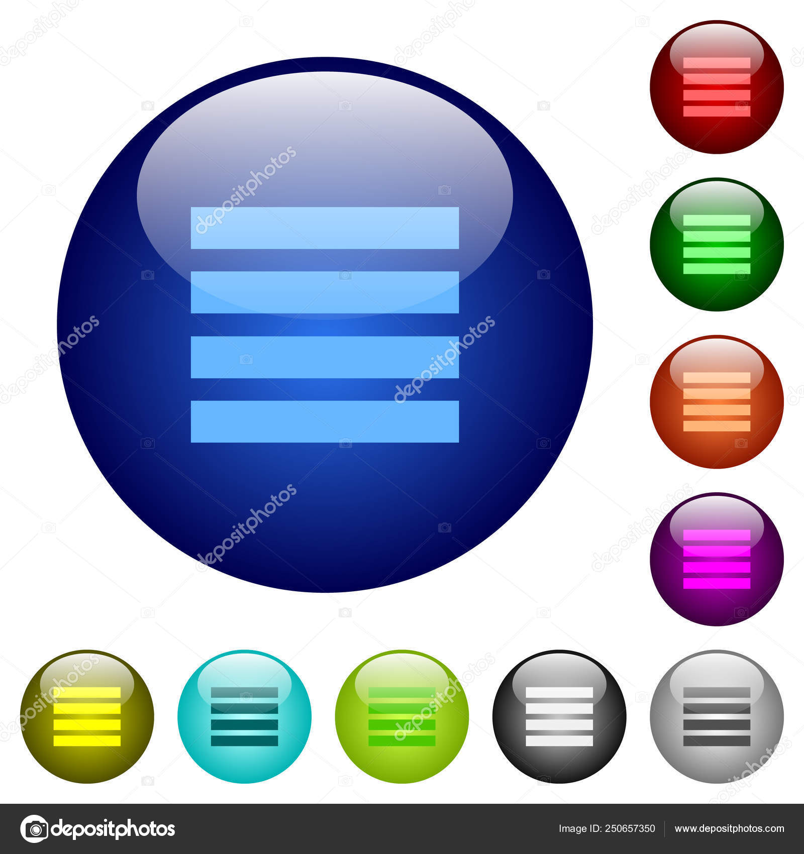 Text align justify color glass buttons Stock Vector by ©renegadehomie 250657350