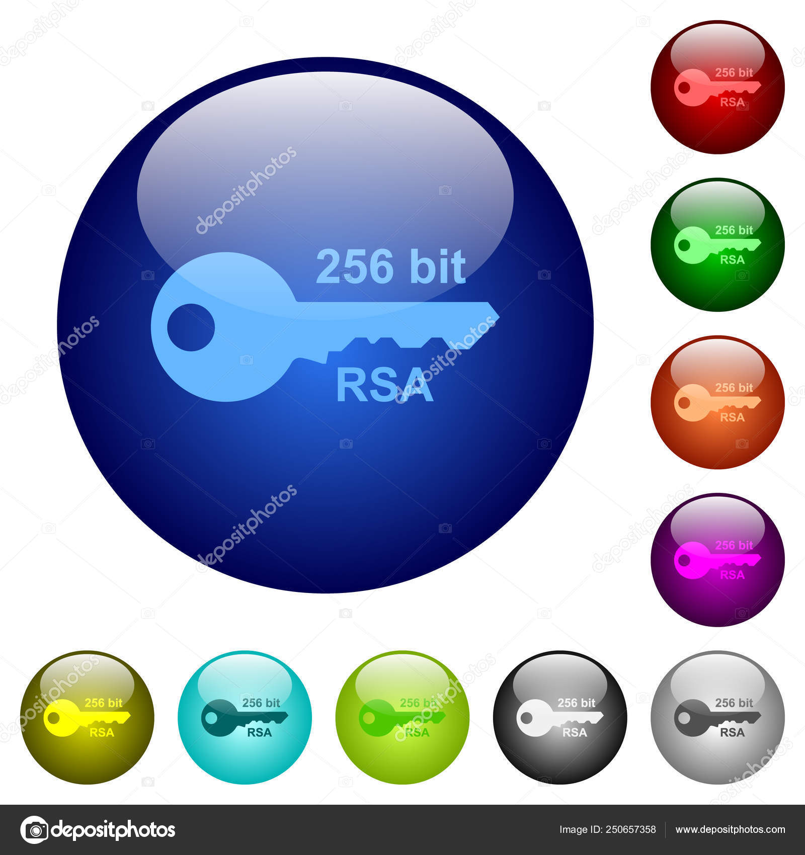 256 bit rsa encryption color glass buttons Stock Vector by ...